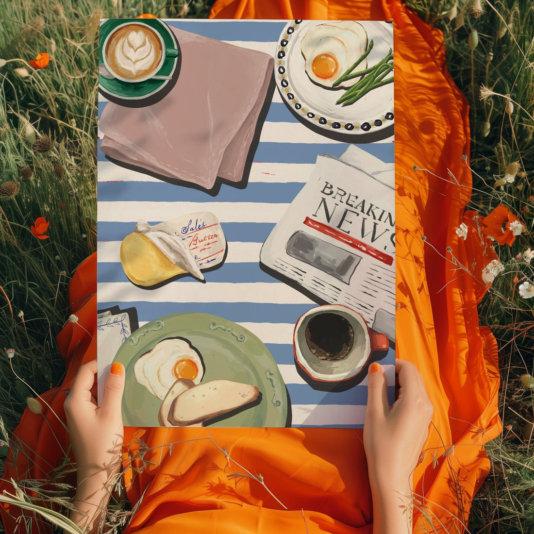 Newspaper & Breakfast Print | Unique Wall Art from Moonshine Prints