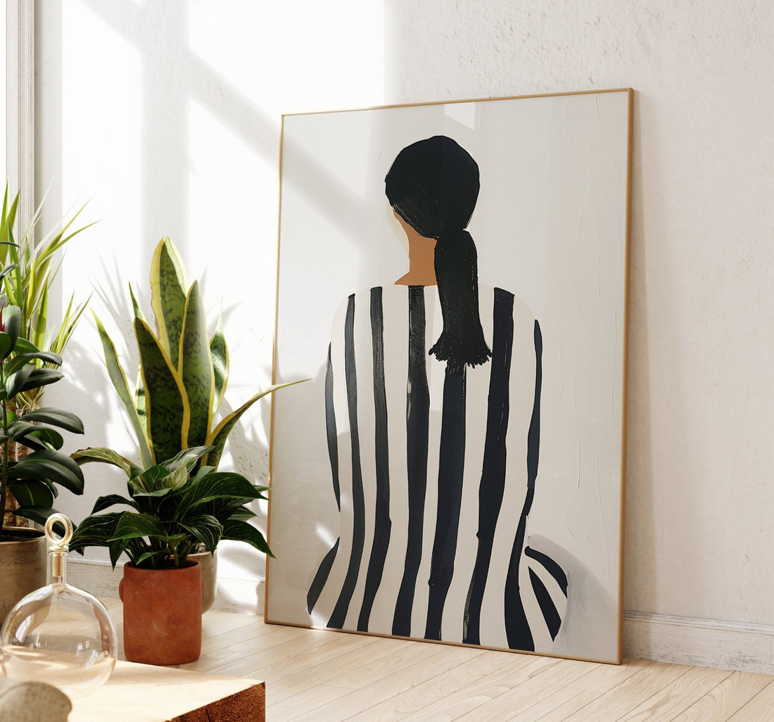 Girl in The Striped Dress Print | Unique Wall Art from Moonshine Prints