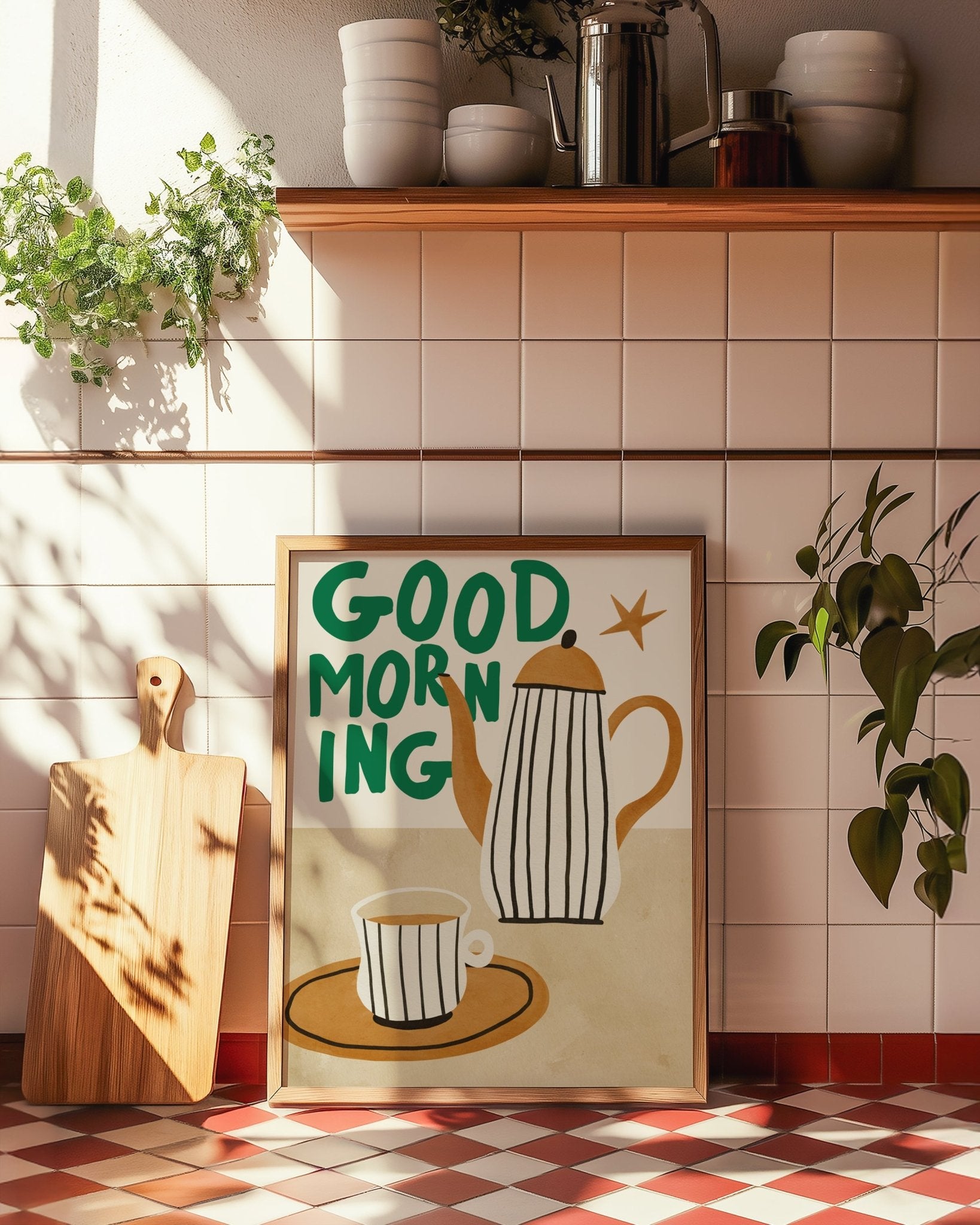 Good Morning Tea Pot Print | Unique Wall Art from Moonshine Prints