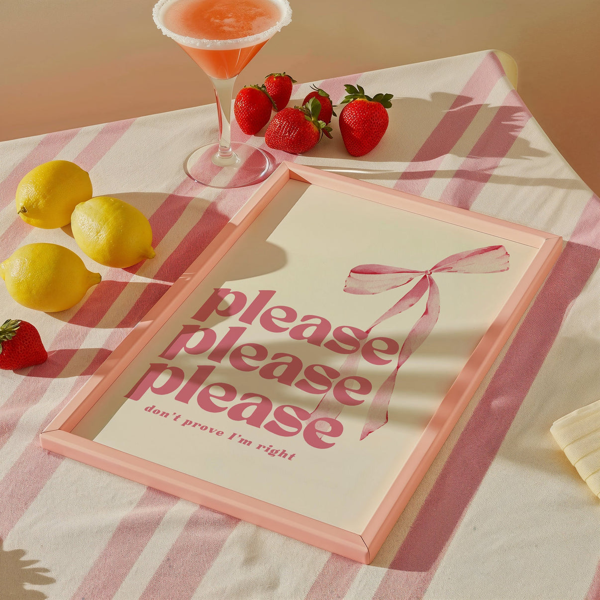 Please Please Please Pink Bow Print | Unique Wall Art from Moonshine Prints