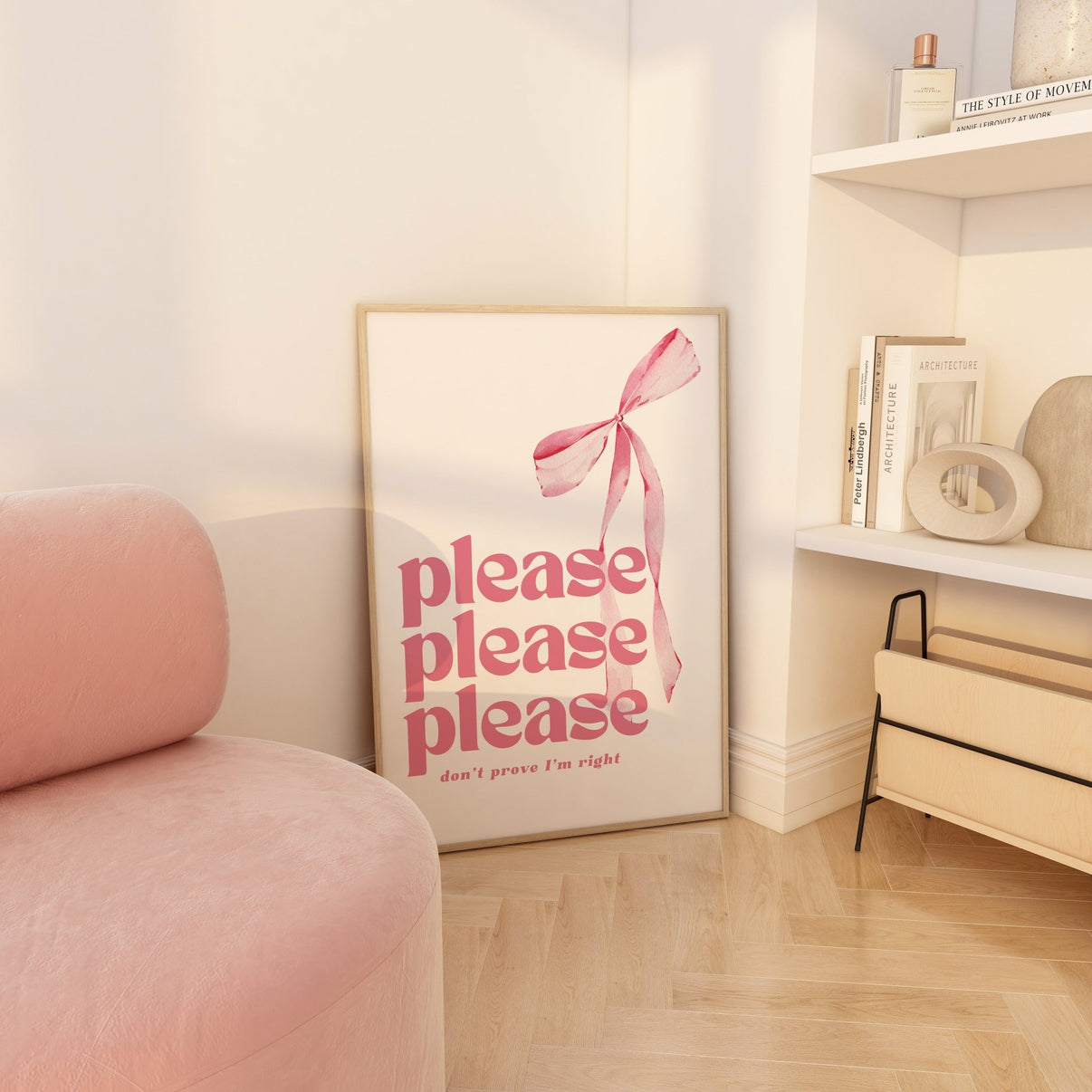 Please Please Please Pink Bow Print | Unique Wall Art from Moonshine Prints