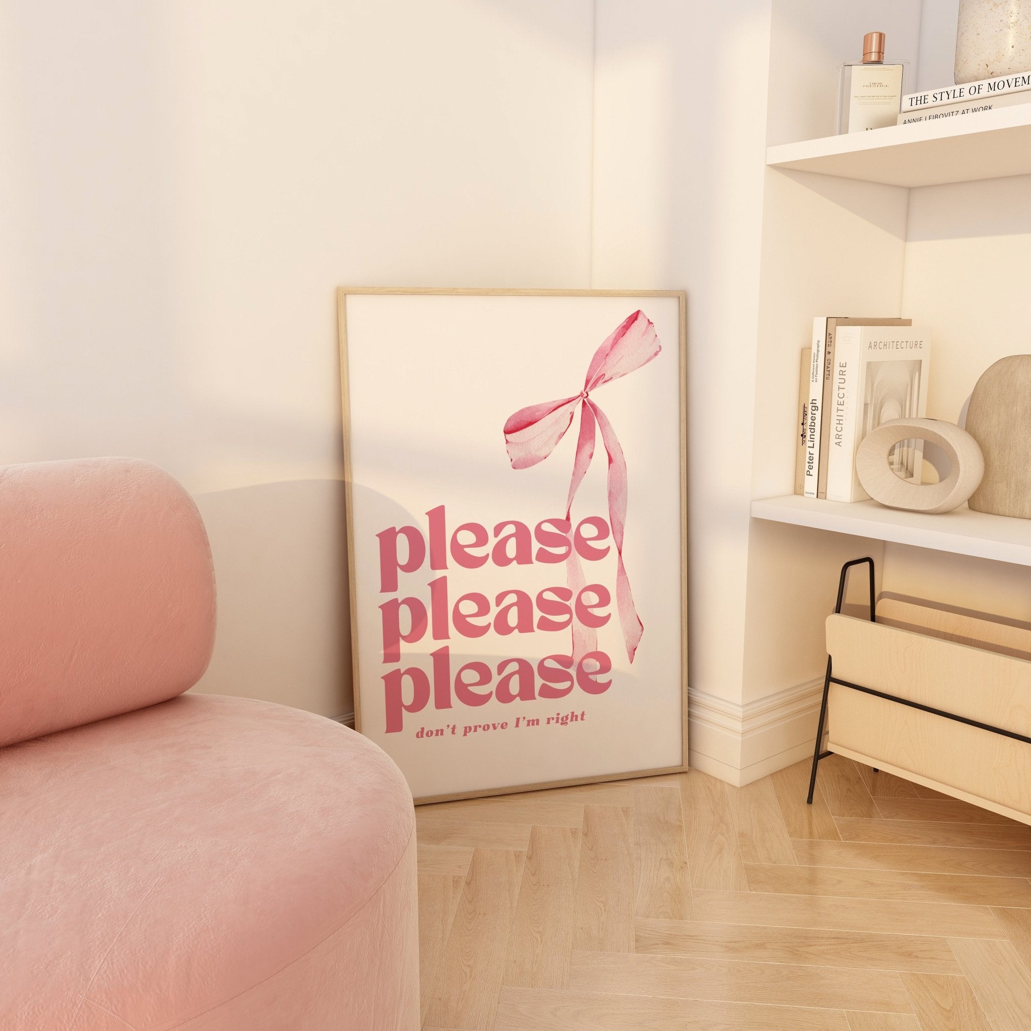 Please Please Please Pink Bow Print | Unique Wall Art from Moonshine Prints