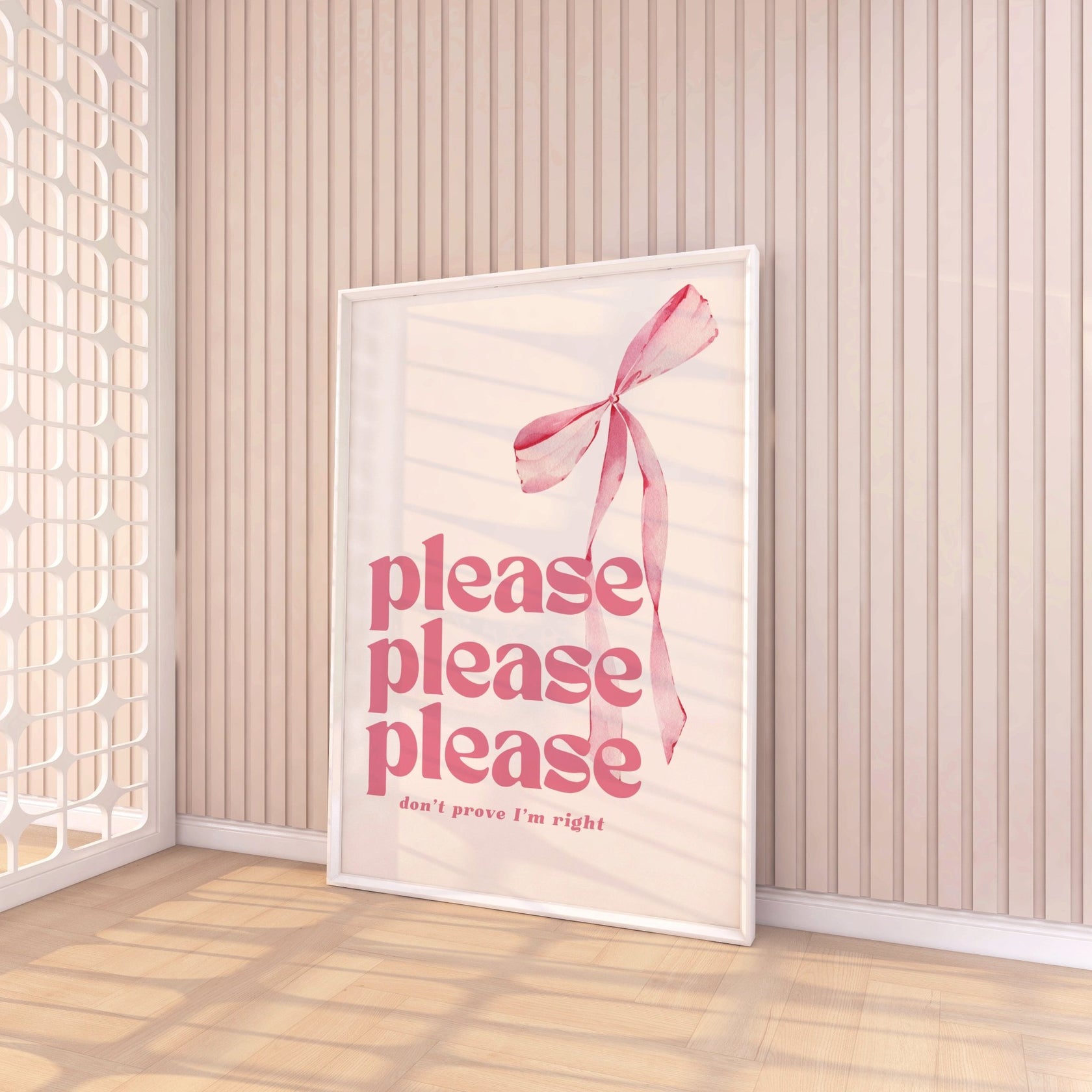 Please Please Please Pink Bow Print | Unique Wall Art from Moonshine Prints