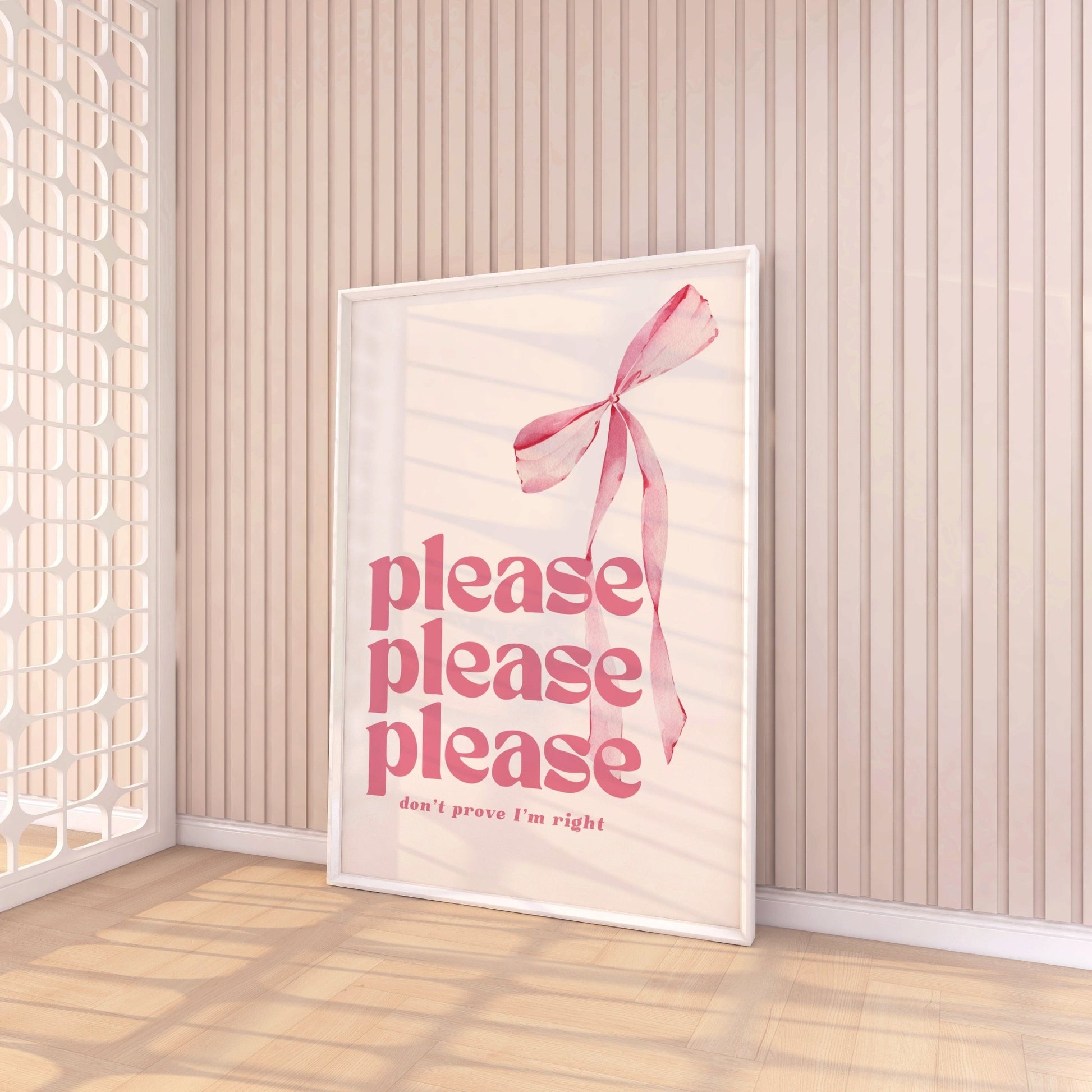 Please Please Please Pink Bow Print | Unique Wall Art from Moonshine Prints