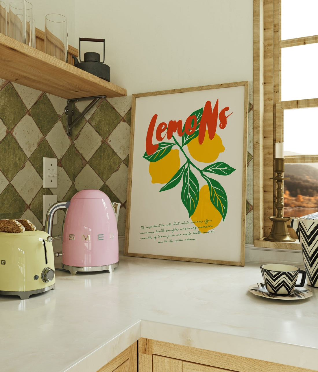 Retro Lemons Retro Kitchen Print | Unique Wall Art from Moonshine Prints