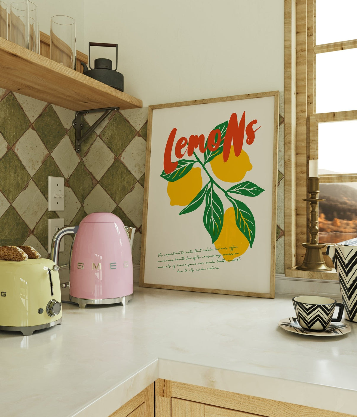 Retro Lemons Retro Kitchen Print | Unique Wall Art from Moonshine Prints