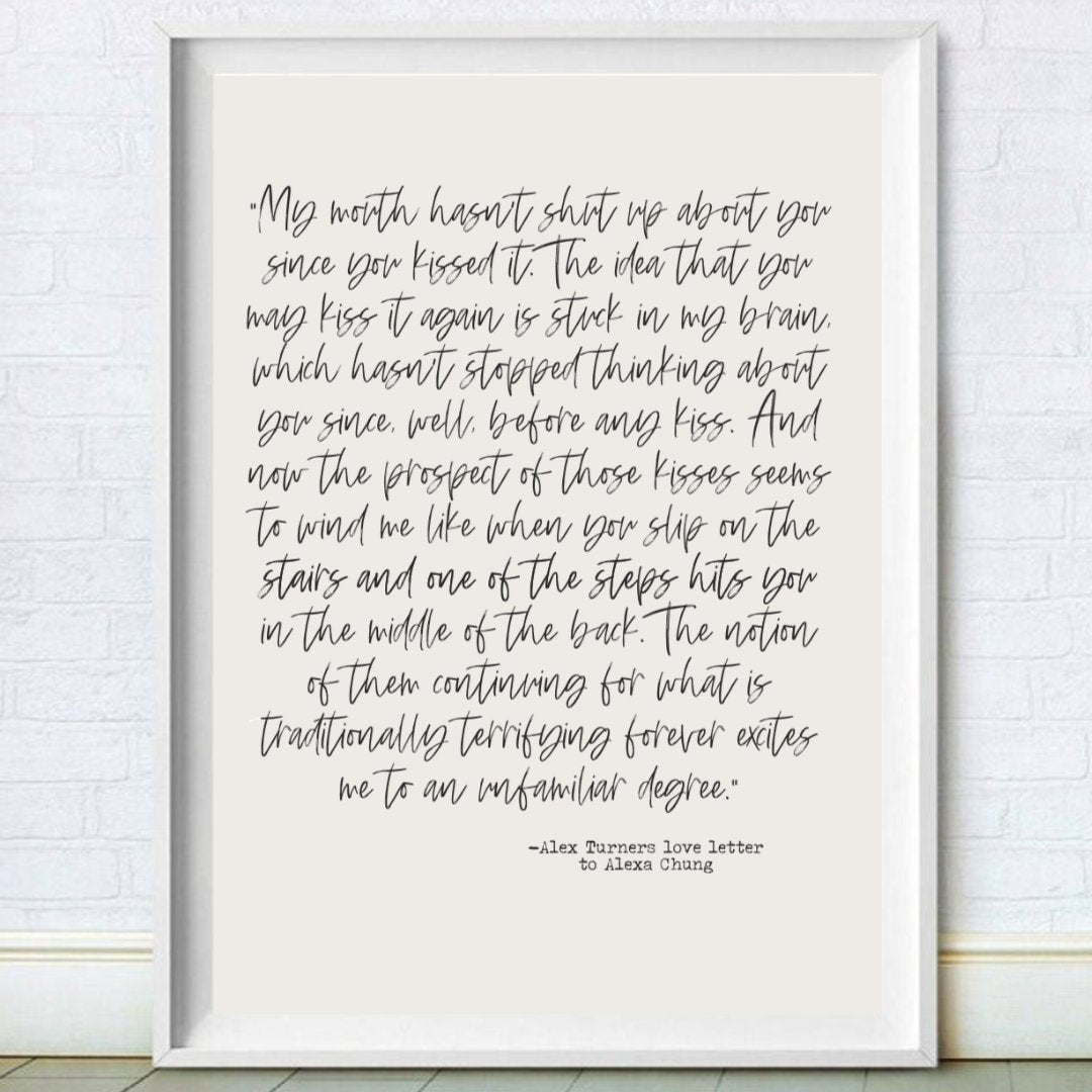 Alex Turner Love Letter Print | Unique Wall Art Picture Print from ...