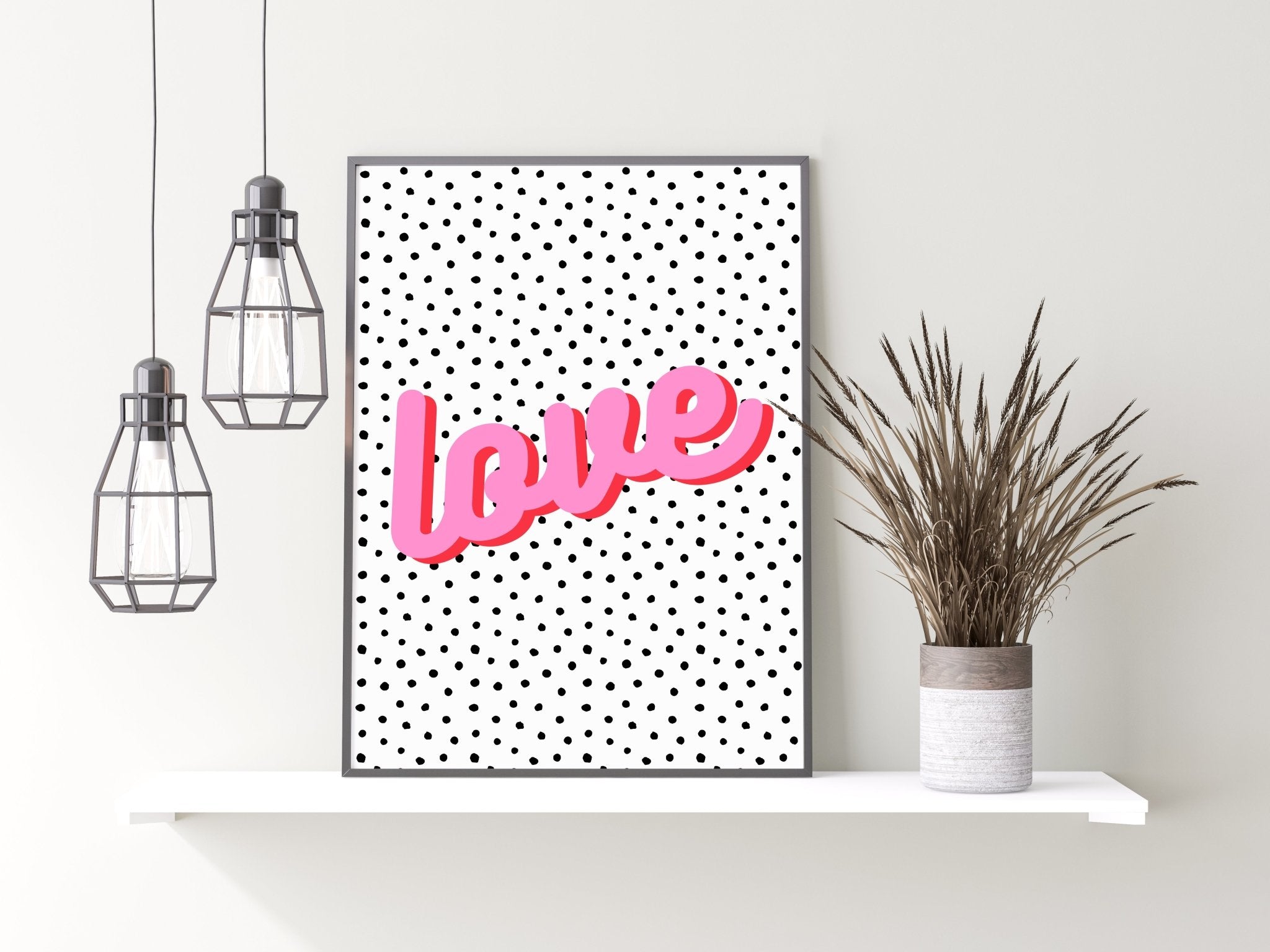 Polka Dot Love Print | Unique Wall Art from Moonshine Prints